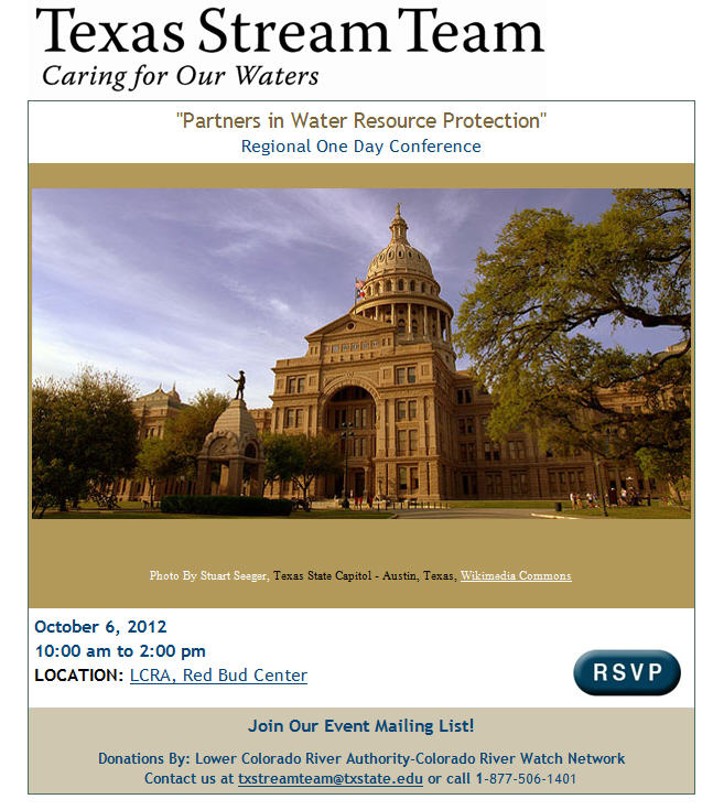 Texas Stream Team Regional Conference, Oct 6